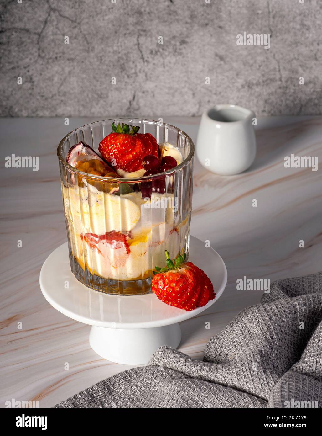 Food photography of vegan dessert, eton mess, meringue, cream, homemade ...