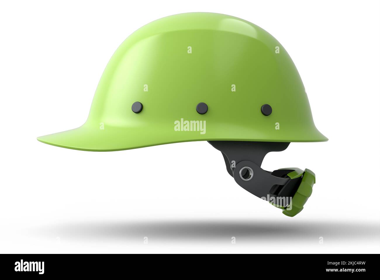 Green safety helmet or hard cap isolated on white background. 3d render ...
