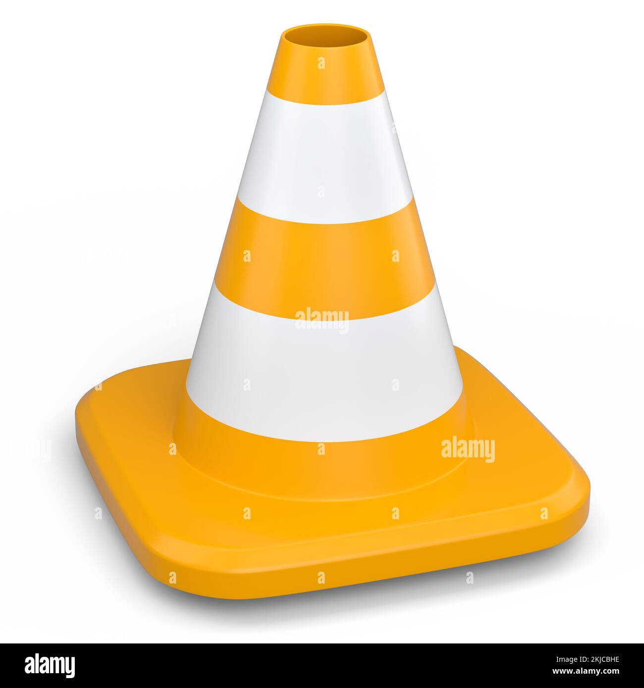 Traffic cone for under construction road work on white background. 3d ...