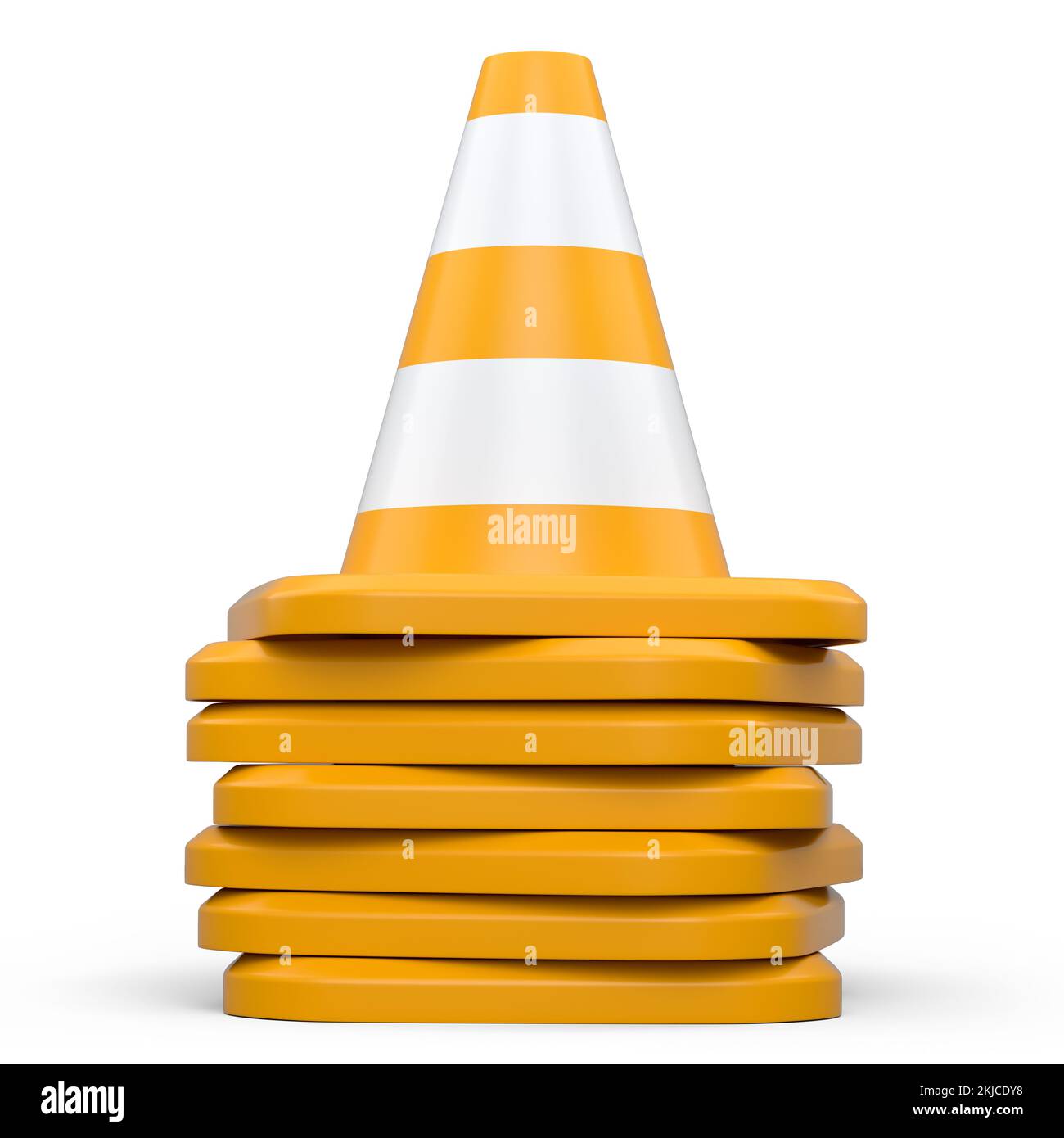 Set of traffic cones for under construction road work on white ...