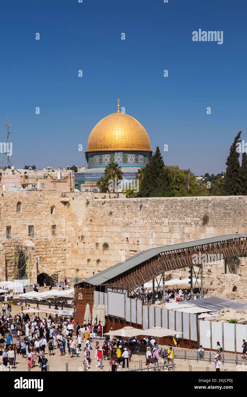 Western Wall Plaza or Wailing Wall and Dome of the Rock at the Temple ...