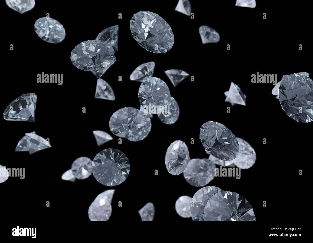 Falling diamond gems on black background. Luxury concept 3d rendering ...