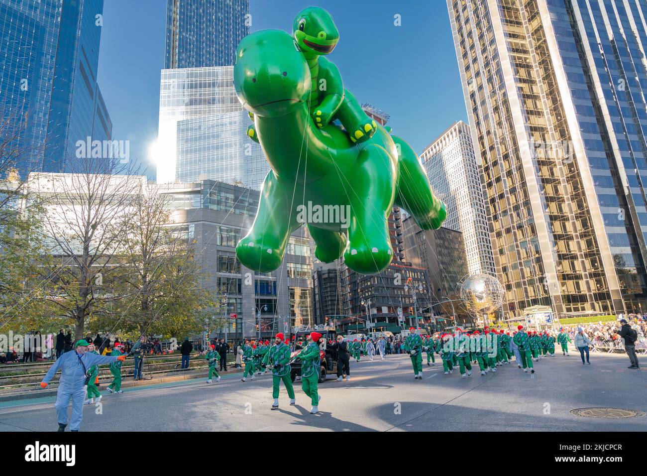 Dino and Baby Dino balloons flown during 96th Macy's Thanksgiving Day ...