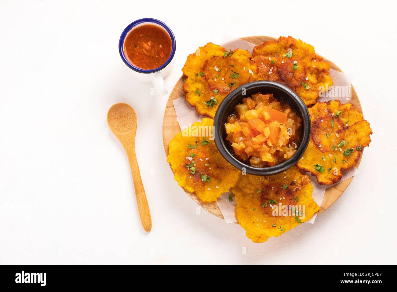Fried plantain patacon - Colombian traditional food Stock Photo - Alamy