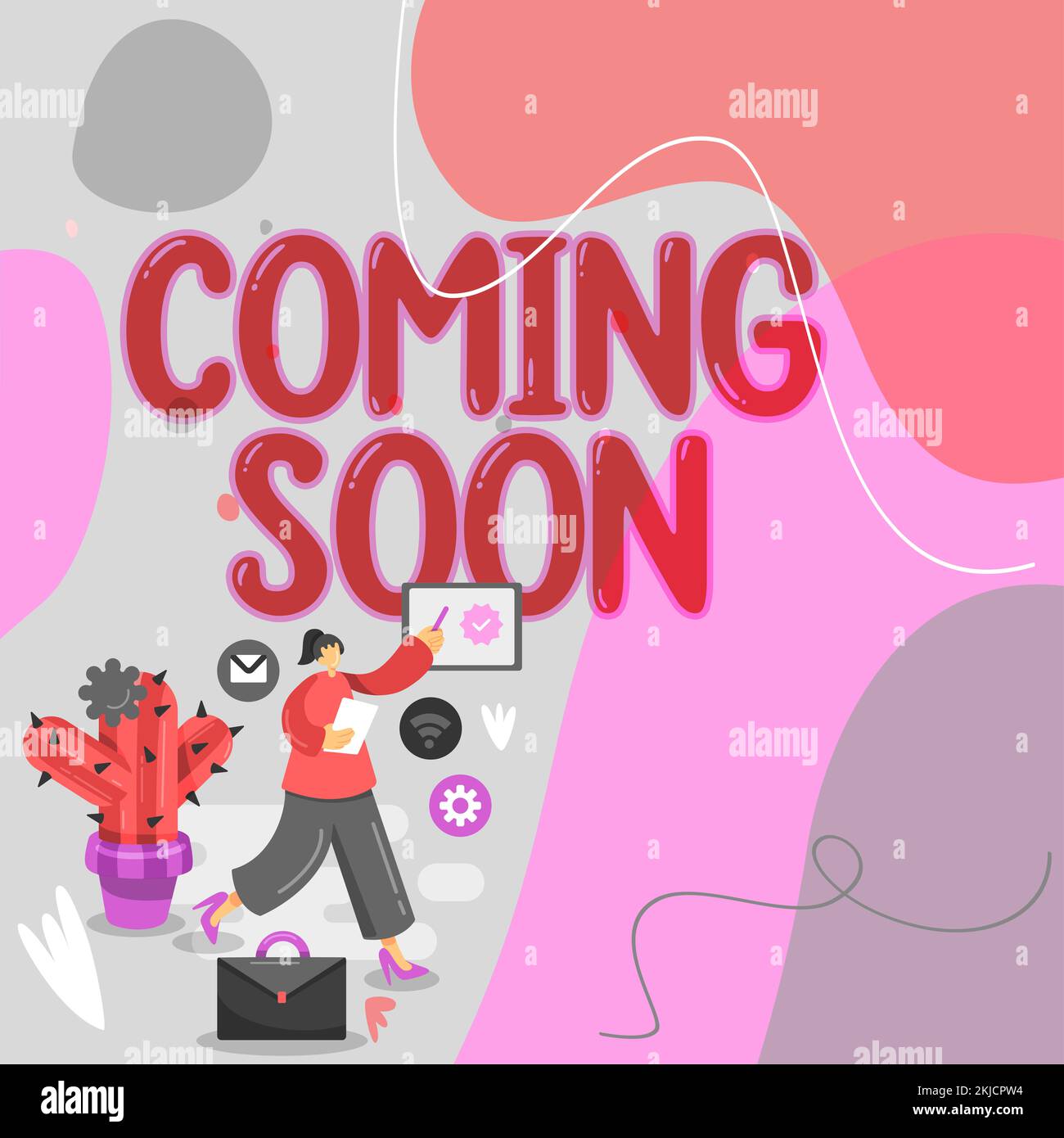 Conceptual display Coming Soon. Word for something is going to happen ...