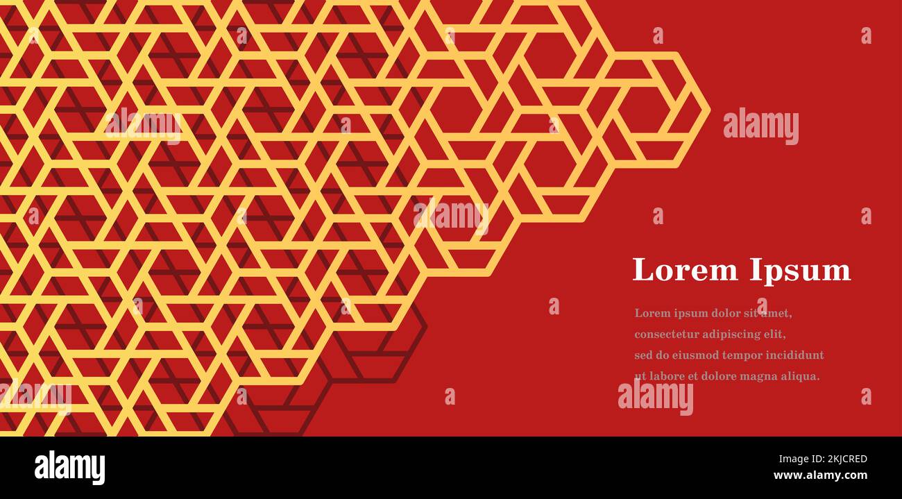 abstract red gold hexagon, geometric line texture background, polygon ...