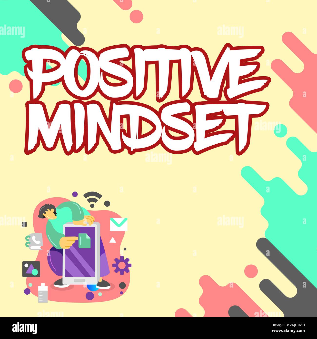 Text caption presenting Positive Mindset. Business overview mental and ...