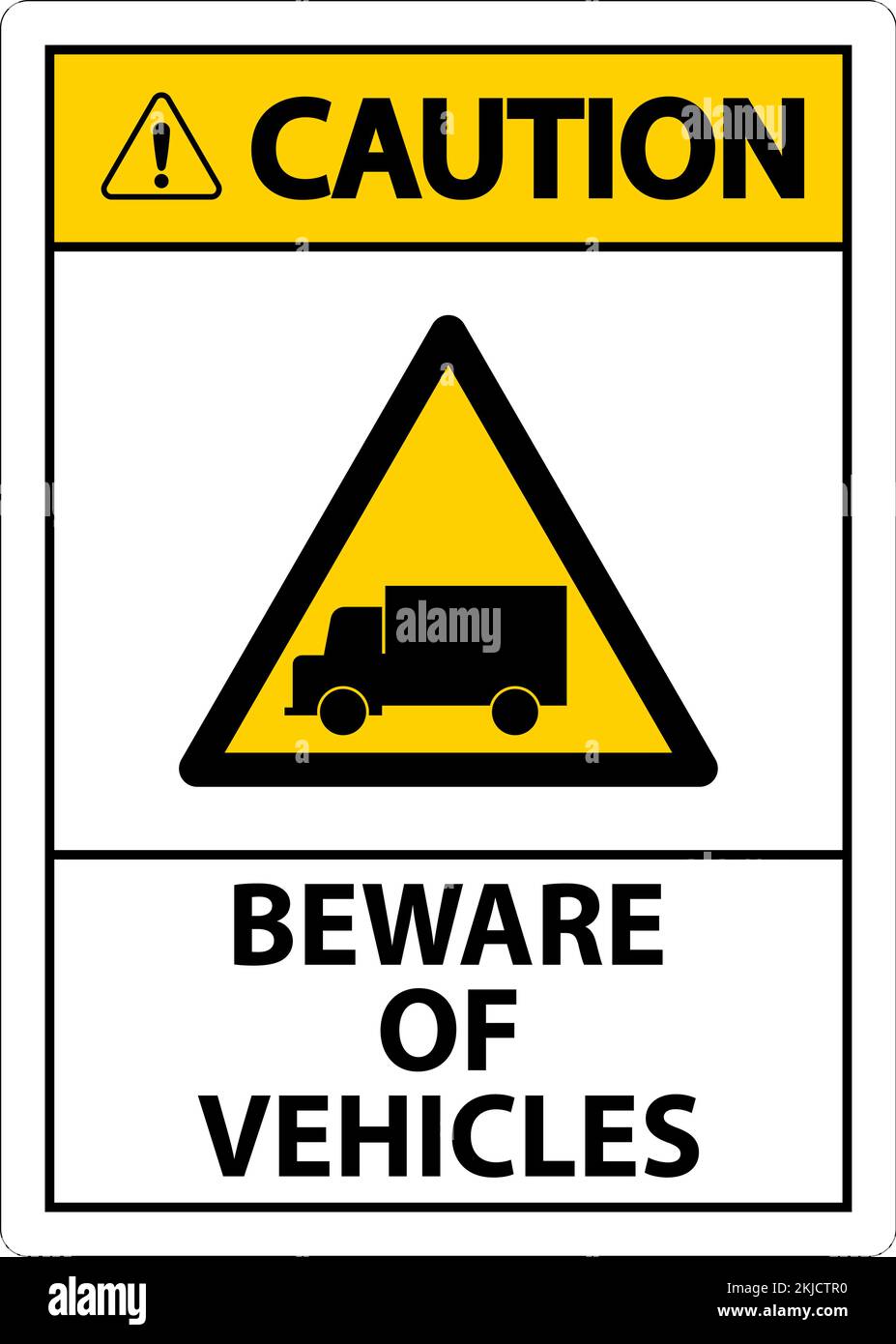 Caution Beware of Vehicles Sign On White Background Stock Vector Image ...