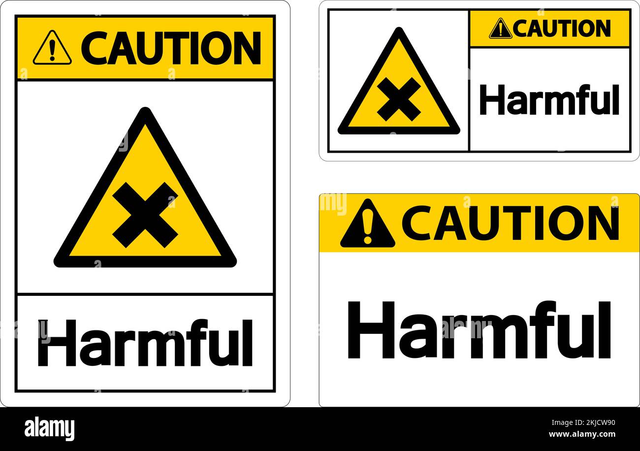 Harmful Caution Sign On White Background Stock Vector Image & Art - Alamy