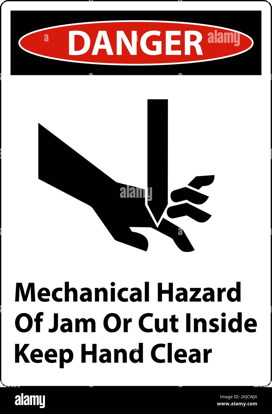 Danger Mechanical Hazard Of Jam Or Cut Inside Keep Hand Clear Stock ...