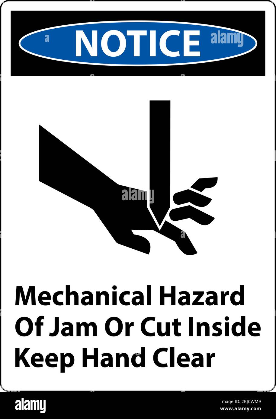 Notice Mechanical Hazard Of Jam Or Cut Inside Keep Hand Clear Stock ...