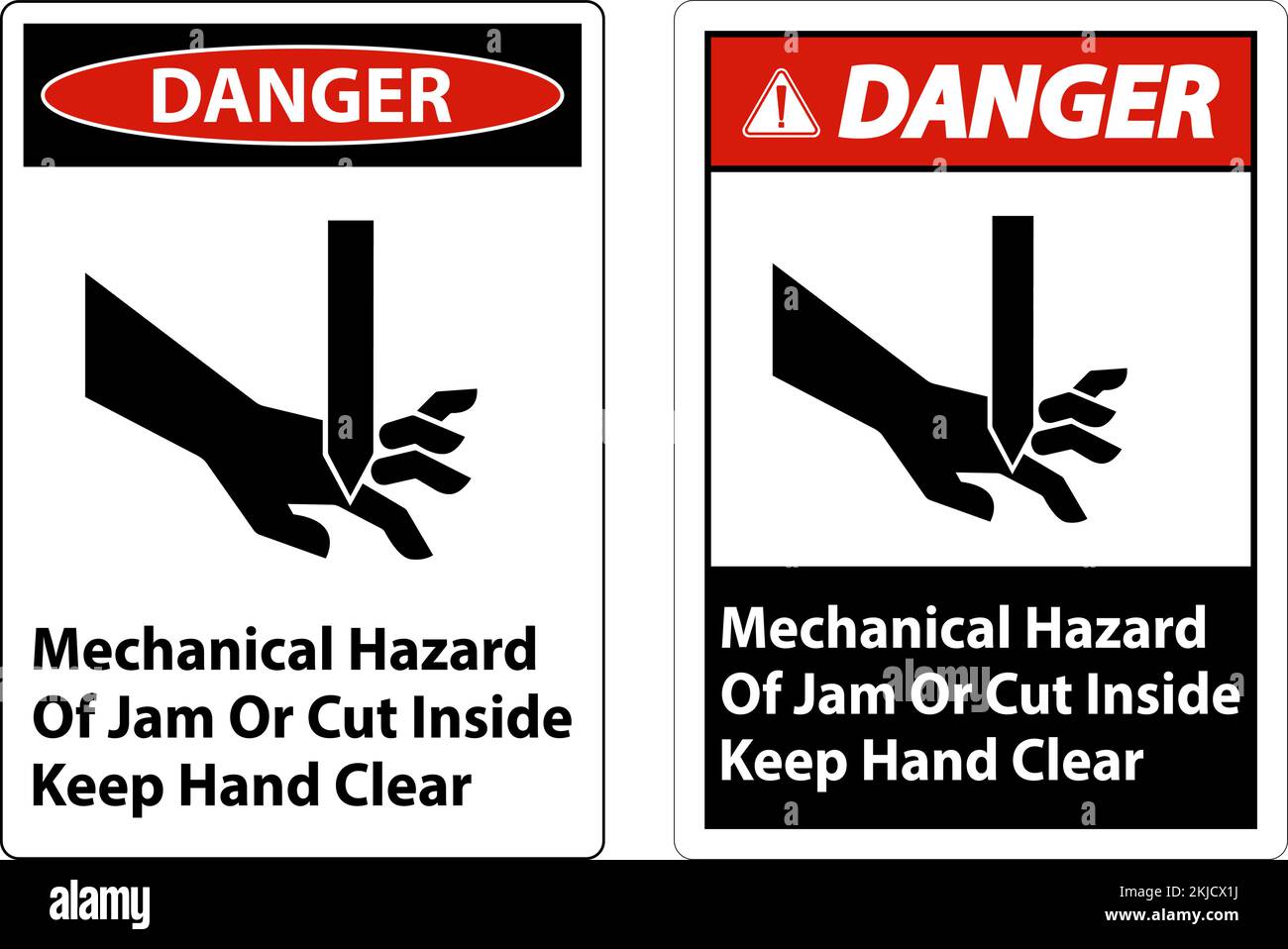 Danger Mechanical Hazard Of Jam Or Cut Inside Keep Hand Clear Stock ...