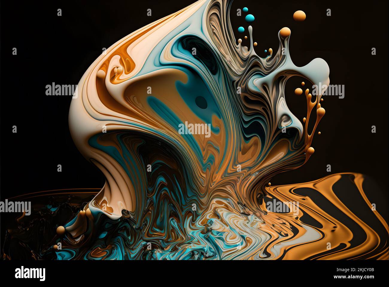 Colored ink flow in abstract shape background. 3D rendering Stock Photo ...