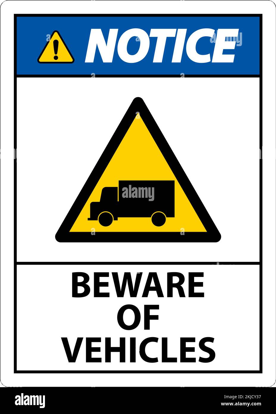 Notice Beware of Vehicles Sign On White Background Stock Vector Image ...