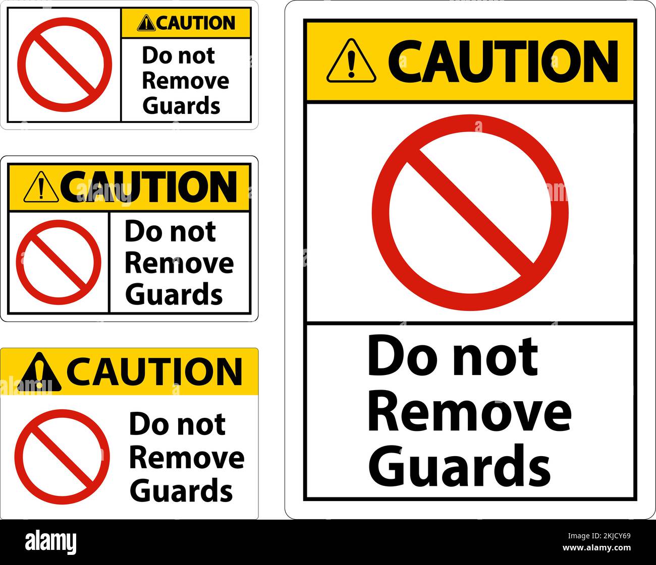 Caution Do Not Remove Guards and Hazard Sign On White Background Stock ...