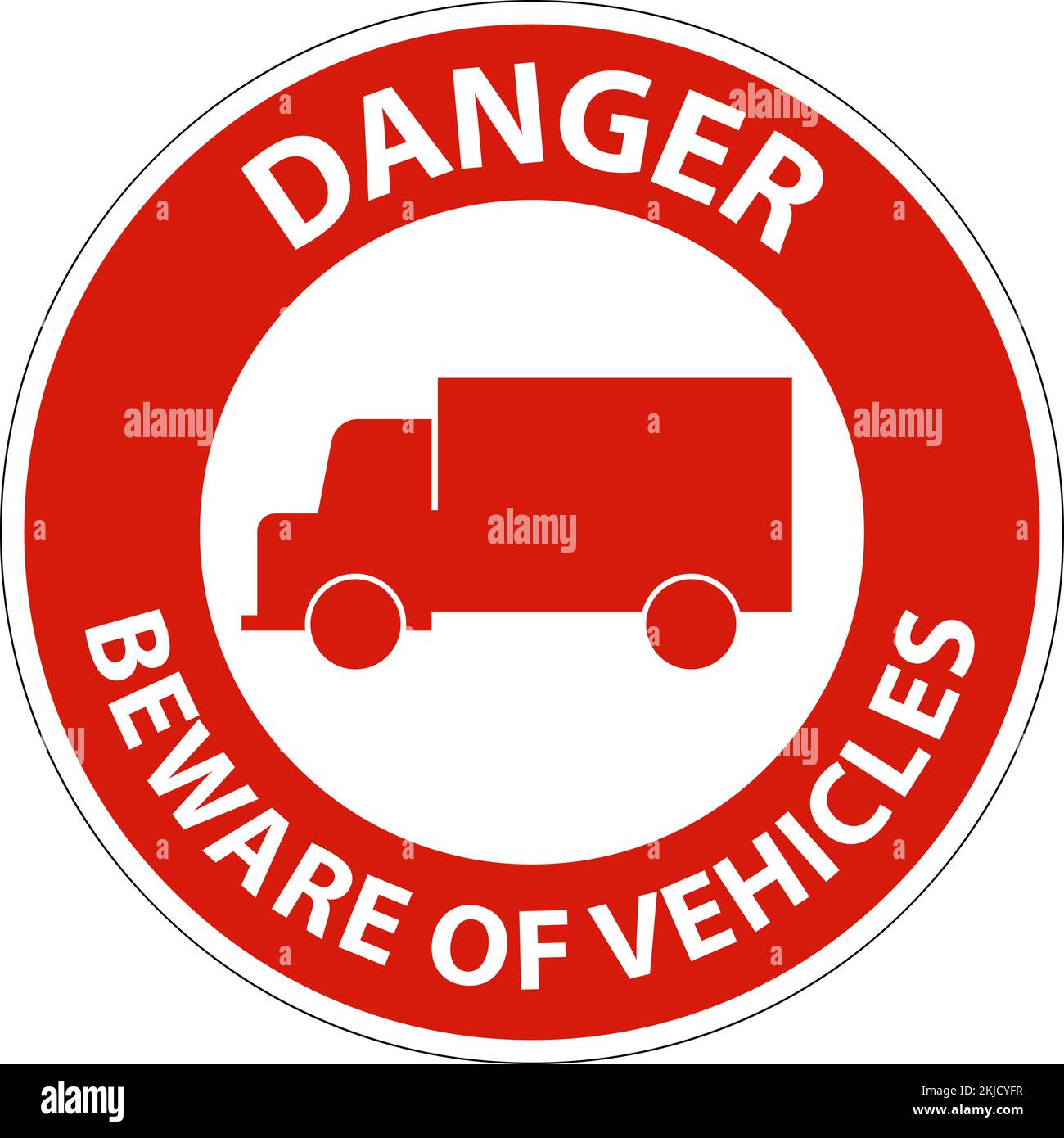 Danger Beware of Vehicles Sign On White Background Stock Vector Image ...