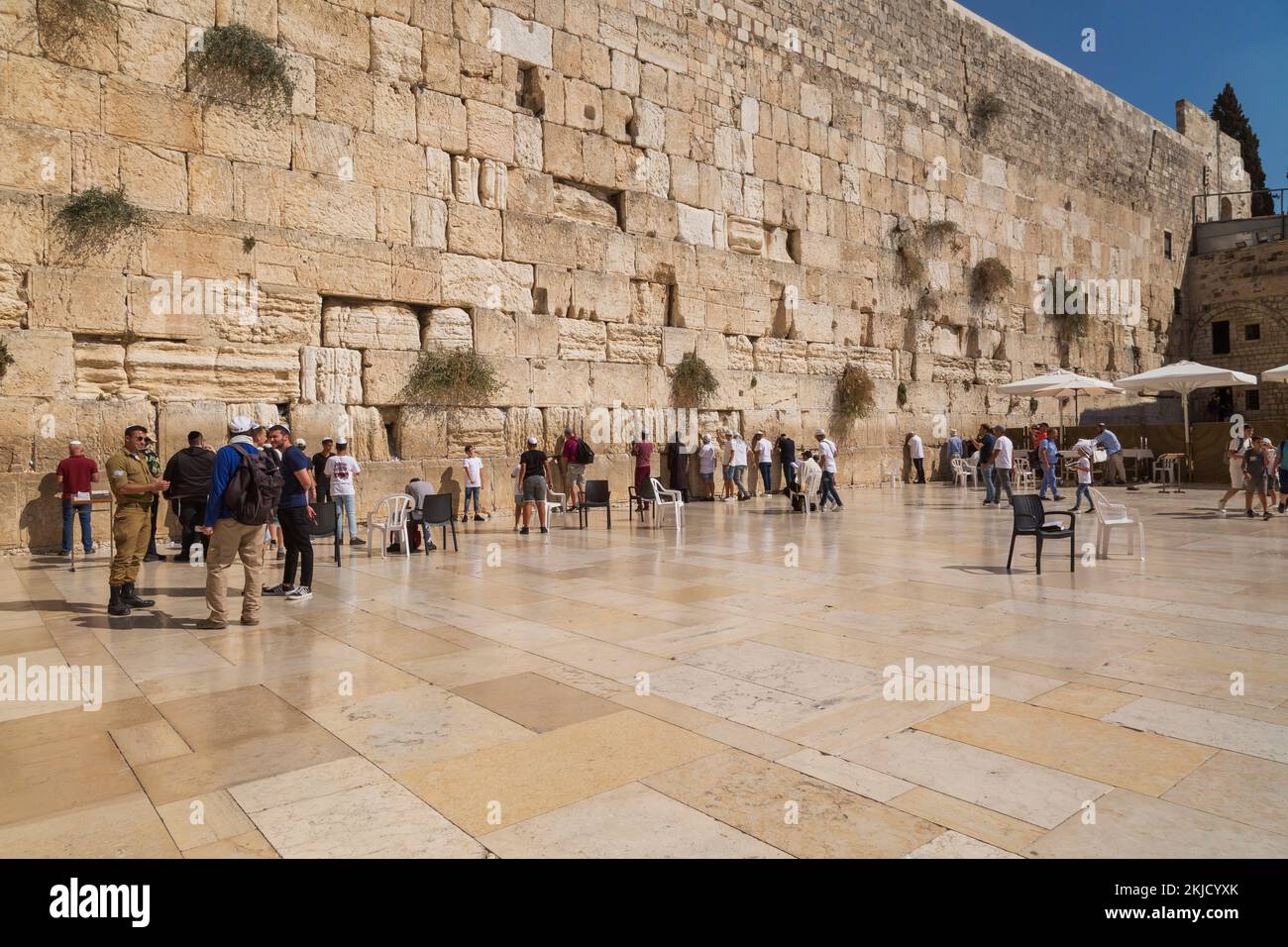 Jewish orthodox pilgrims at the Western Wall Plaza or Wailing Wall ...