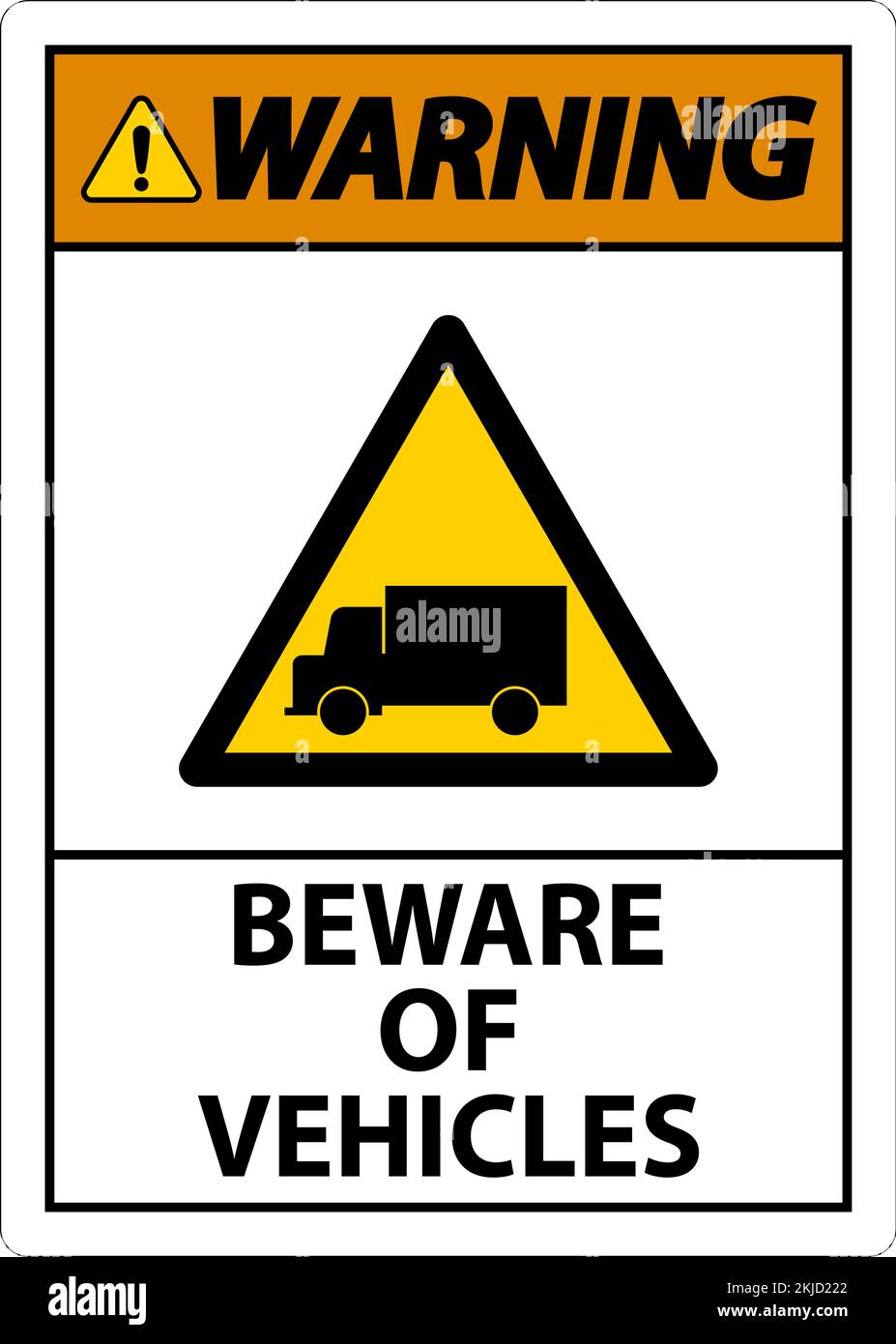 Warning Beware of Vehicles Sign On White Background Stock Vector Image ...
