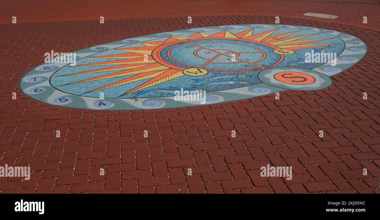Clock and Compass mural art on State Street in Santa Barbara ...