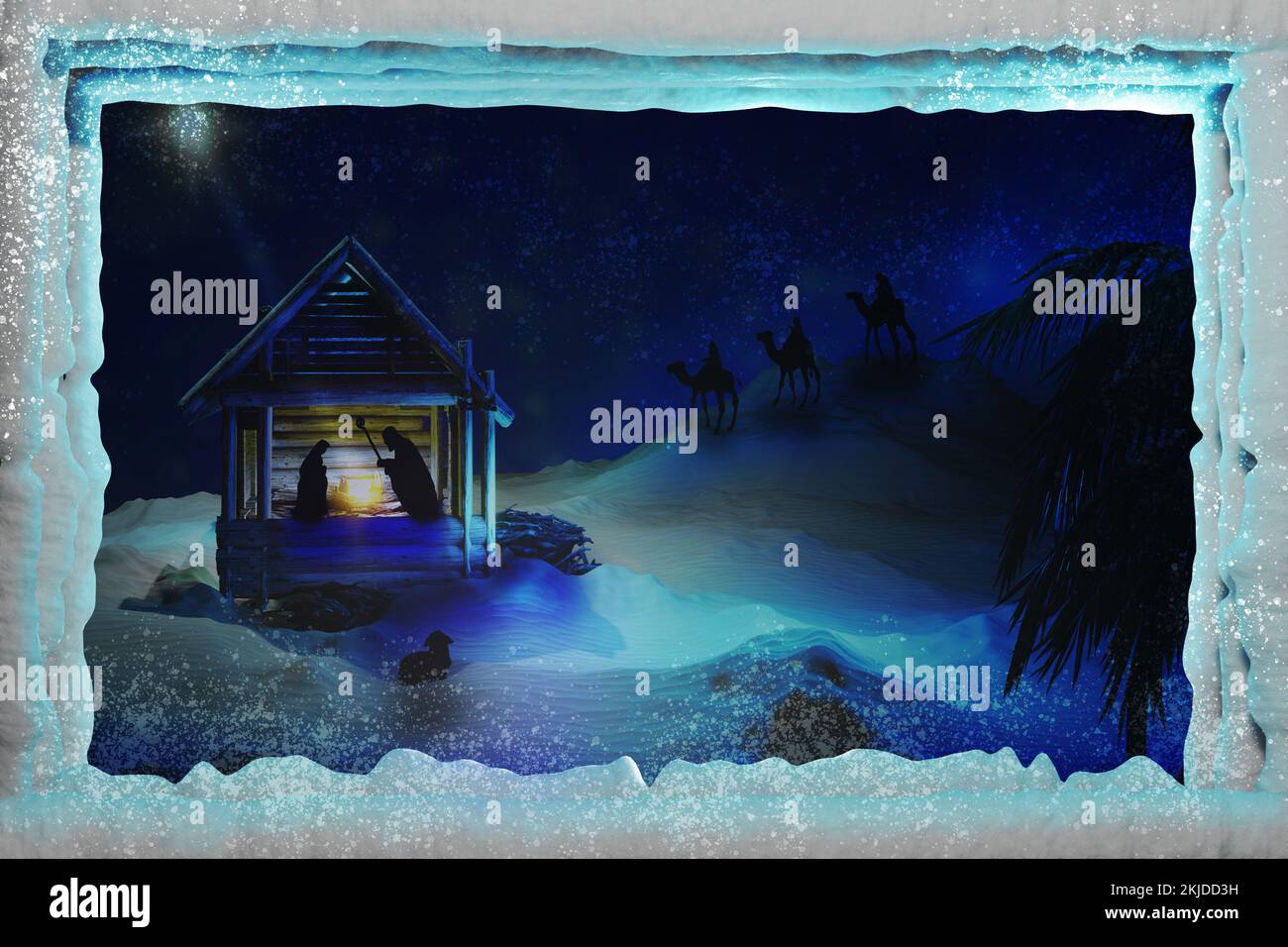 Christmas Nativity Scene in Bethlehem with Baby Jesus in manger, Virgin ...