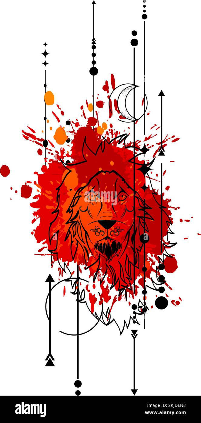 splatter colors tattoo lion illustration in vector format Stock Vector ...