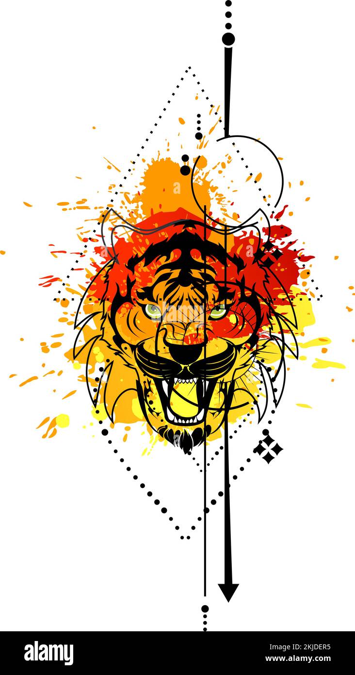 splatter colors tattoo tiger illustration in vector format Stock Vector ...