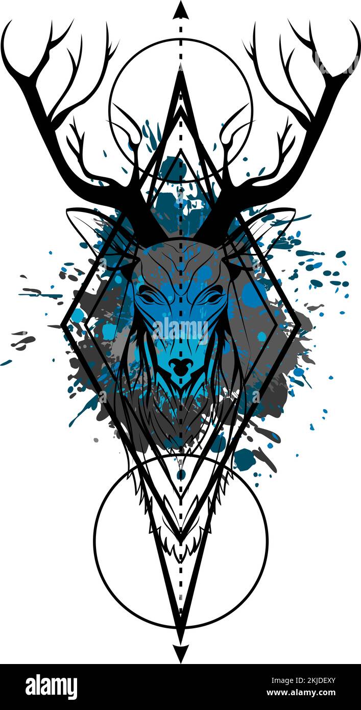 splatter colors tattoo deer illustration in vector format Stock Vector ...
