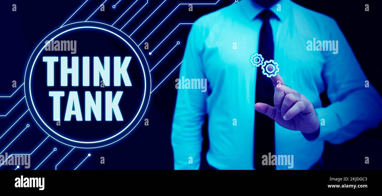 Text caption presenting Think Tank, Business showcase Thinking of ...