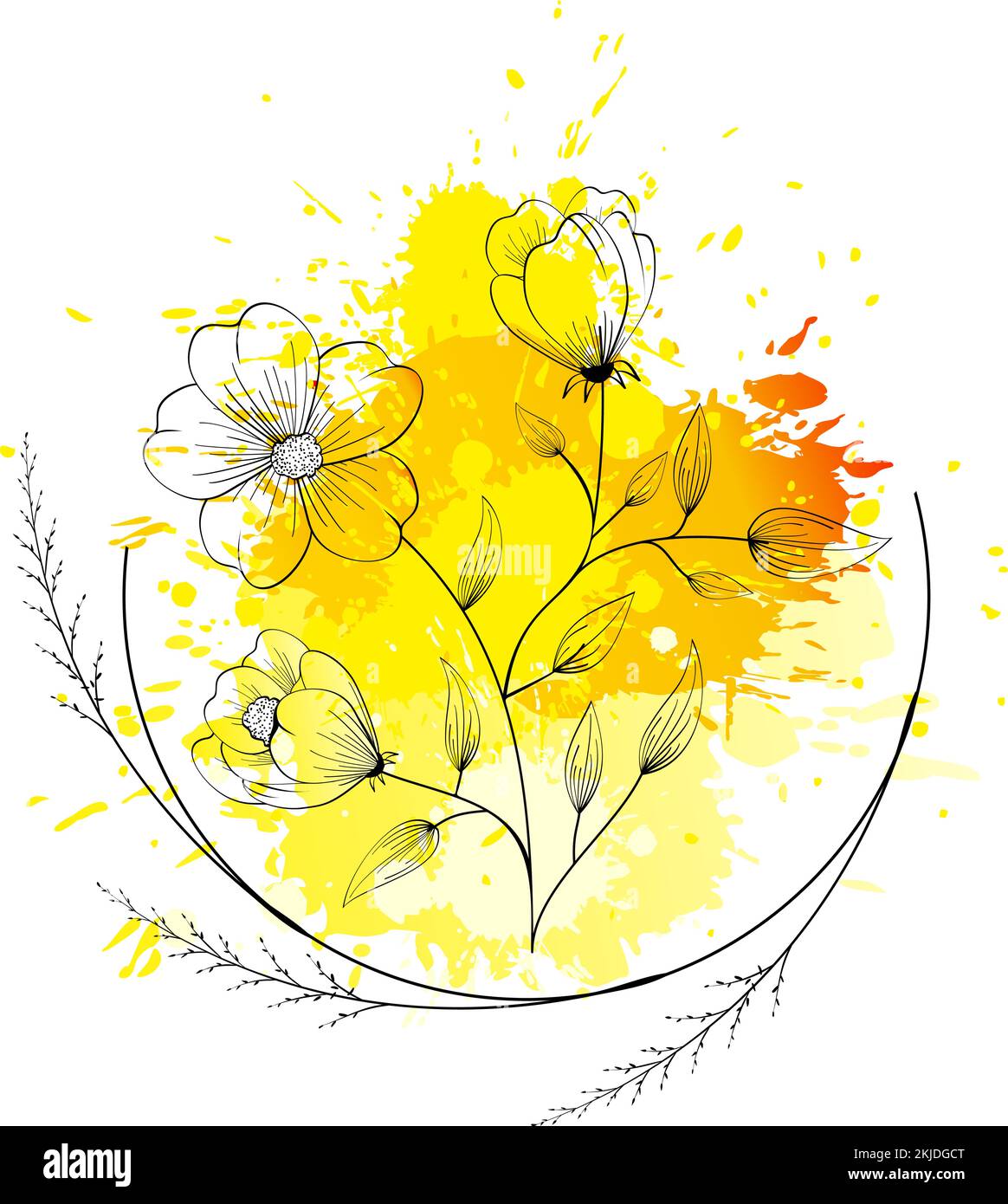 splatter colorful tattoo flowers geometric illustration in vector ...