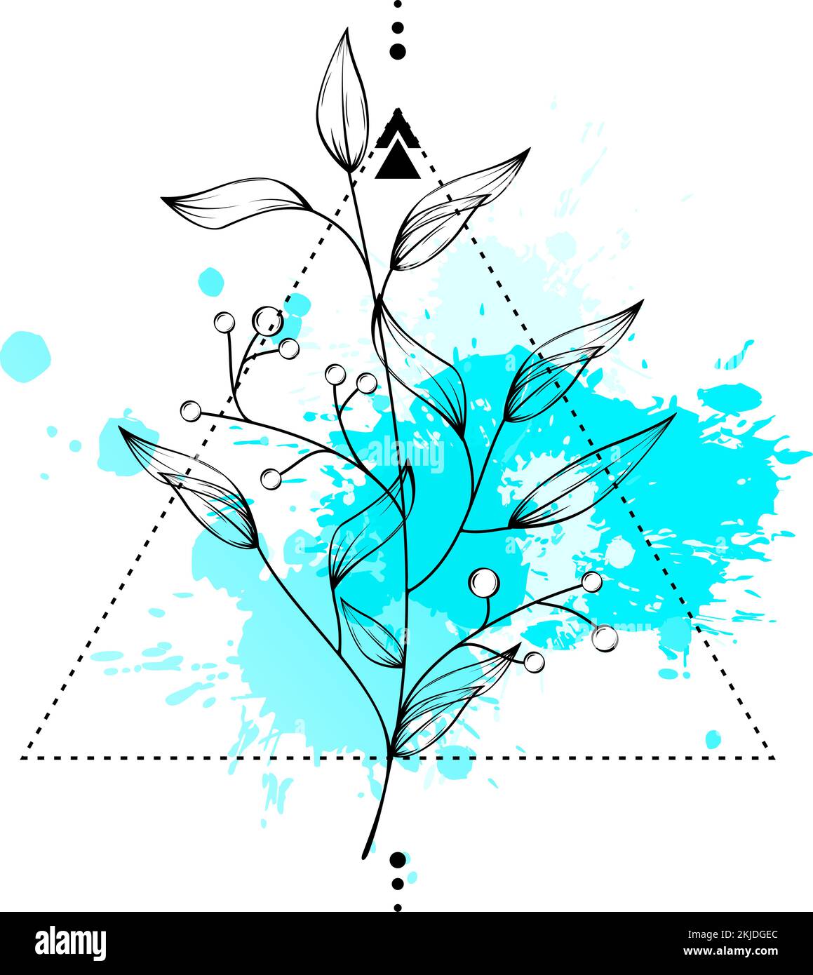 splatter colors tattoo flowers geometric illustration in vector format ...