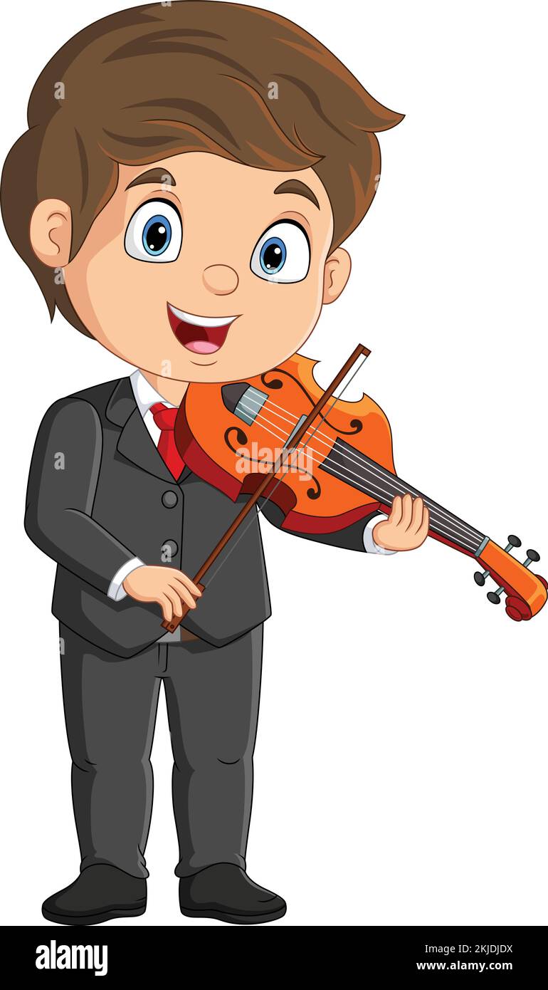 Cartoon little boy playing a violin Stock Vector Image & Art - Alamy