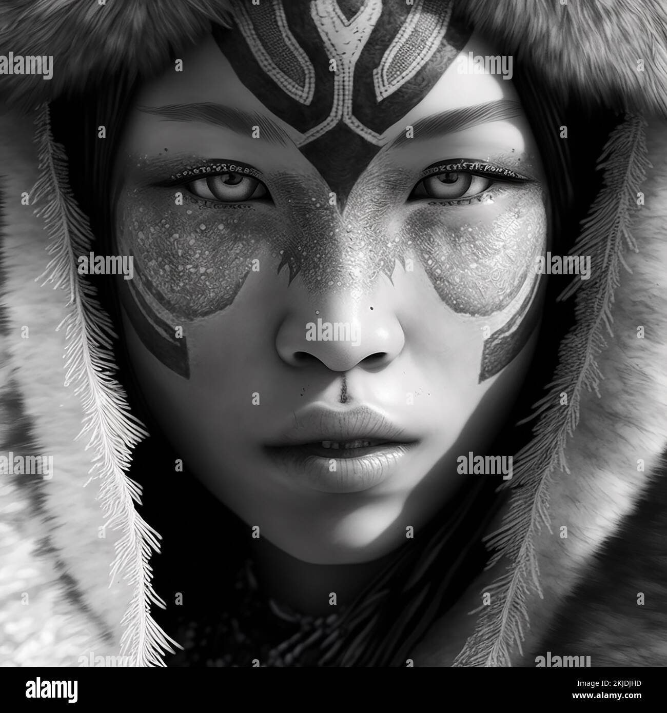 Inuit woman face, Canada, Nunavut, Hudson Bay, Kivalliq, Arviat Stock ...
