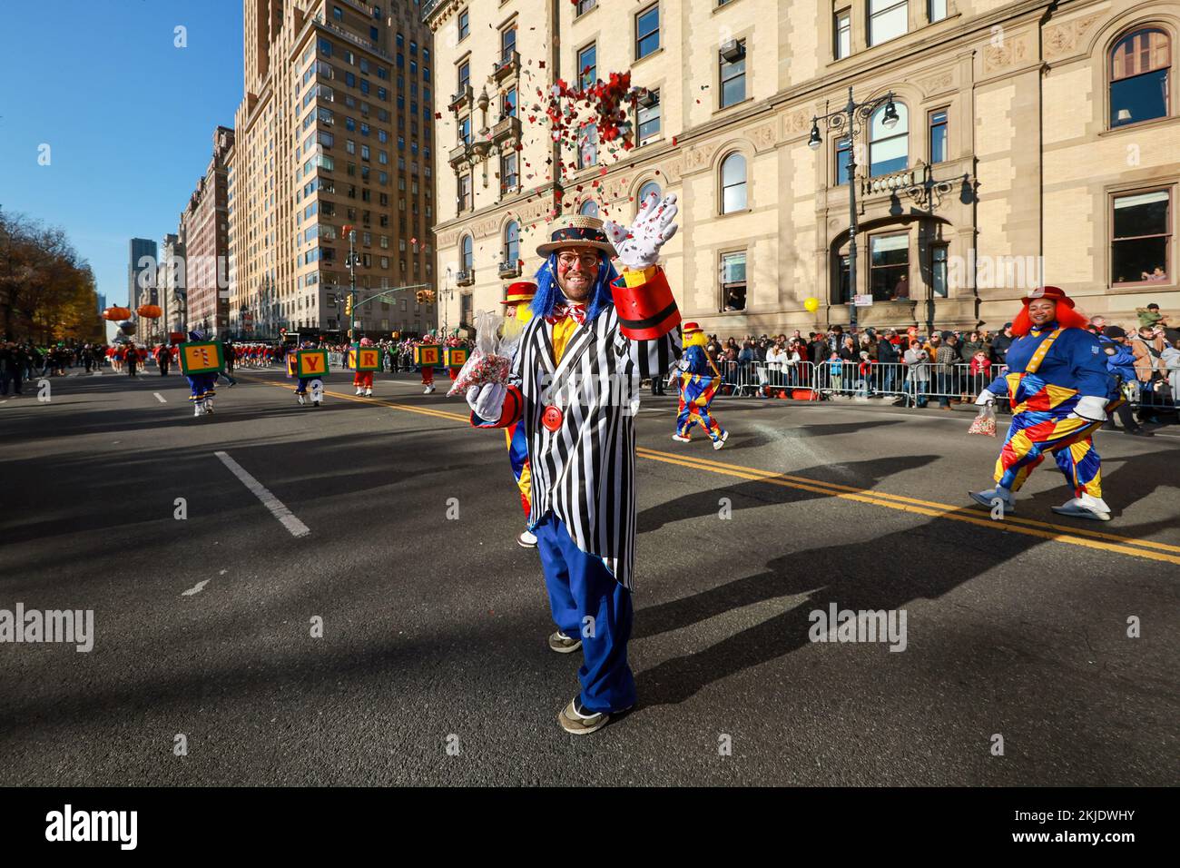 NEW YORK, NEW YORK - November 24, 2022: A member of the Brigade Clowns ...