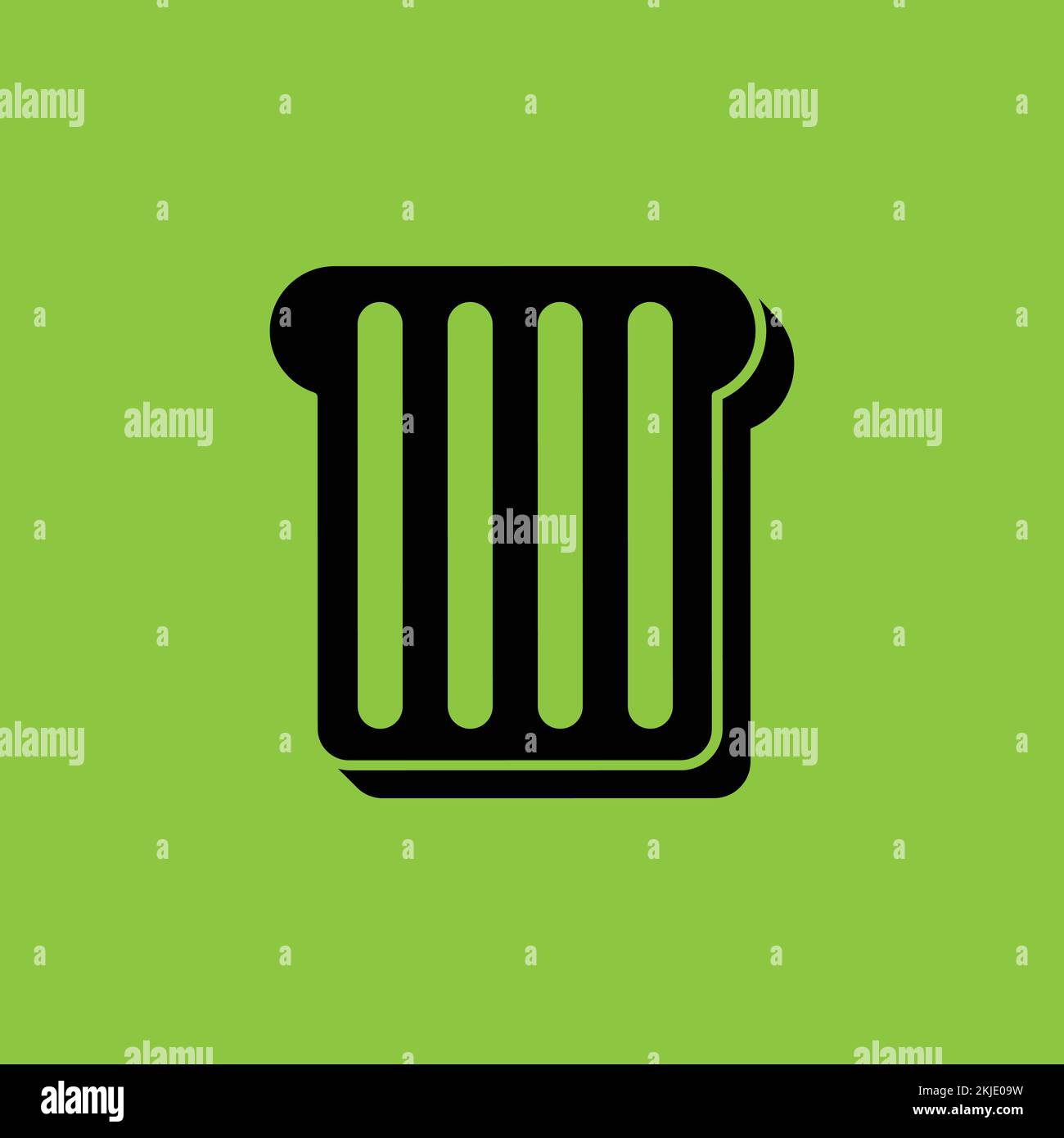 Toast icon isolated on Green Background. Fast Food Concept. - Vector ...