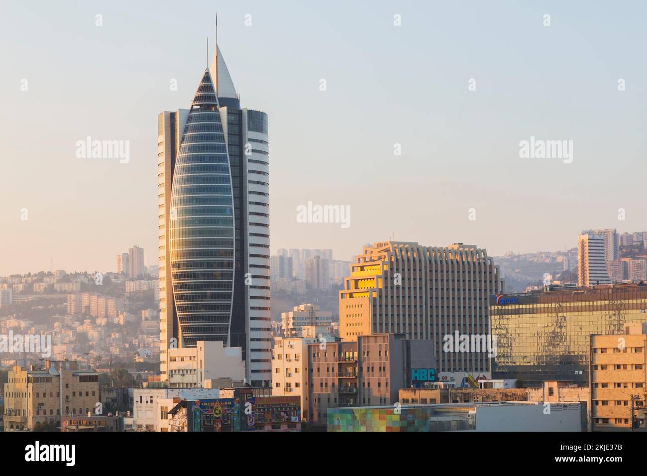 Haifa skyline with Sail Tower by Amar-Koriel Architects in District ...