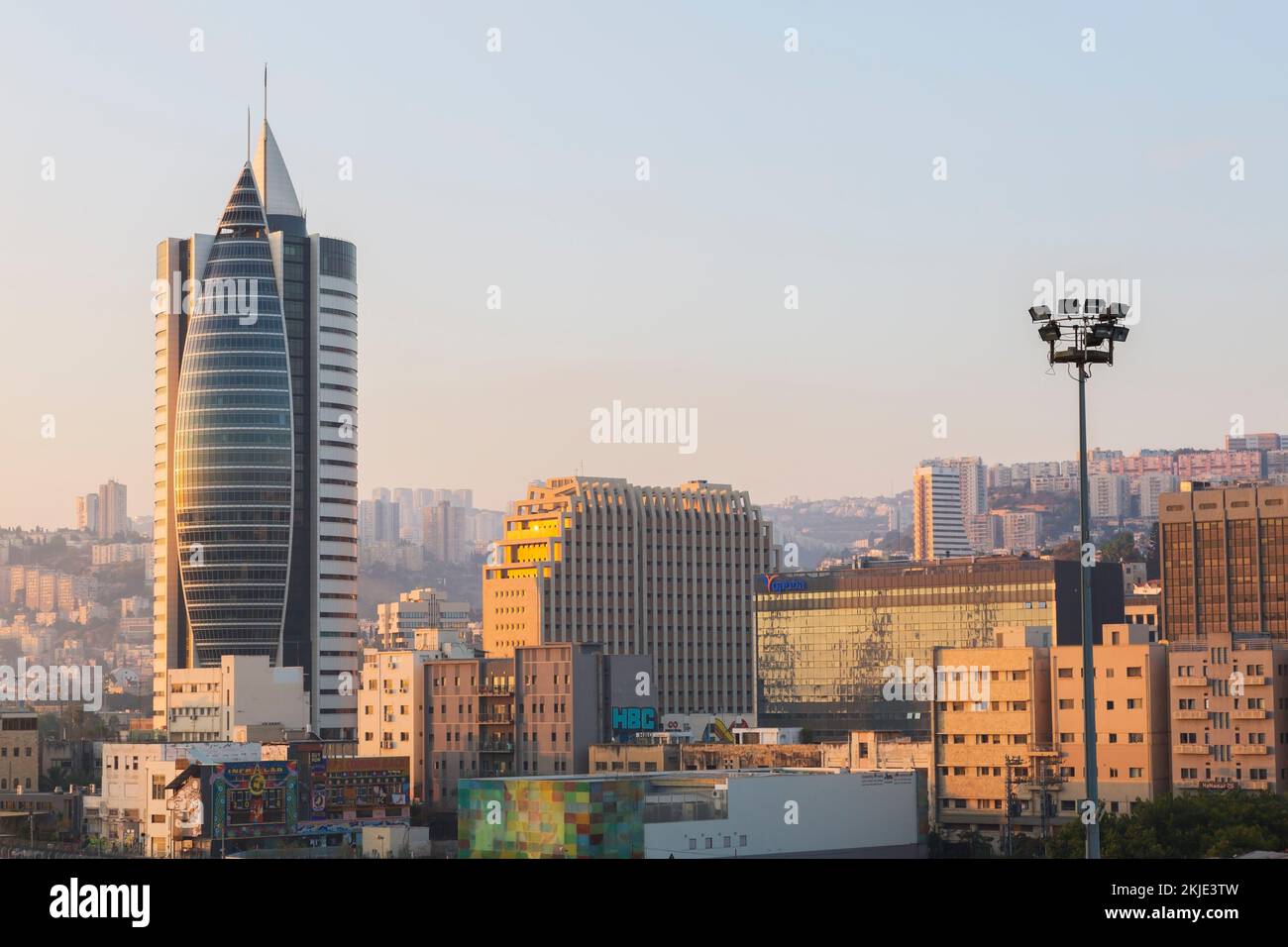 Haifa skyline with Sail Tower by Amar-Koriel Architects in District ...