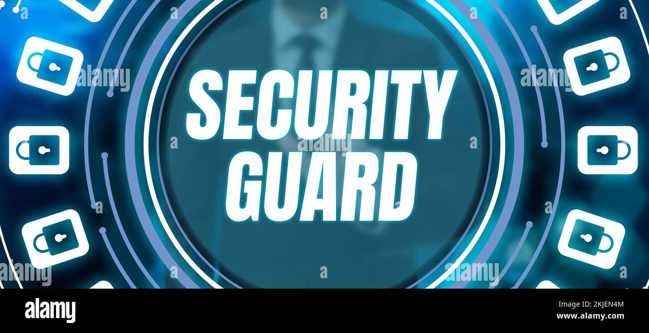 Conceptual Caption Security Guard Word Written On Tools Used To Manage Multiple Security