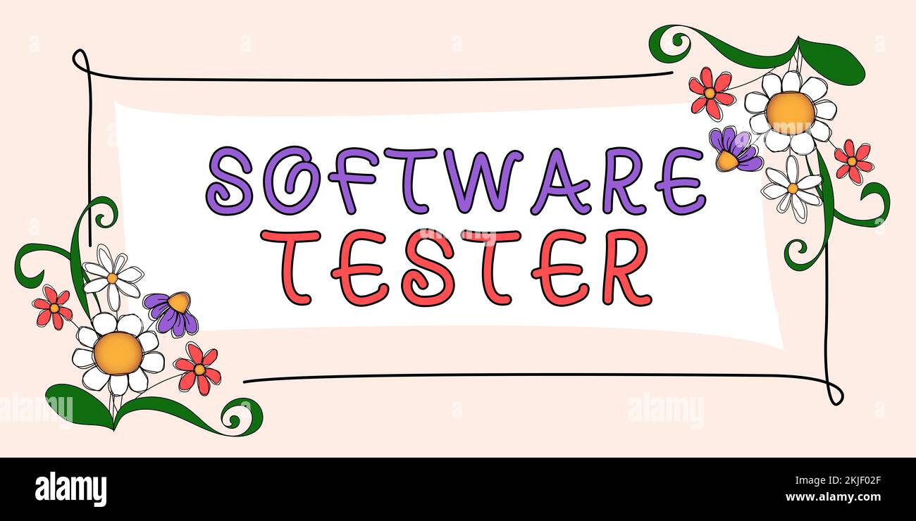 Text caption presenting Software Tester, Business showcase implemented ...