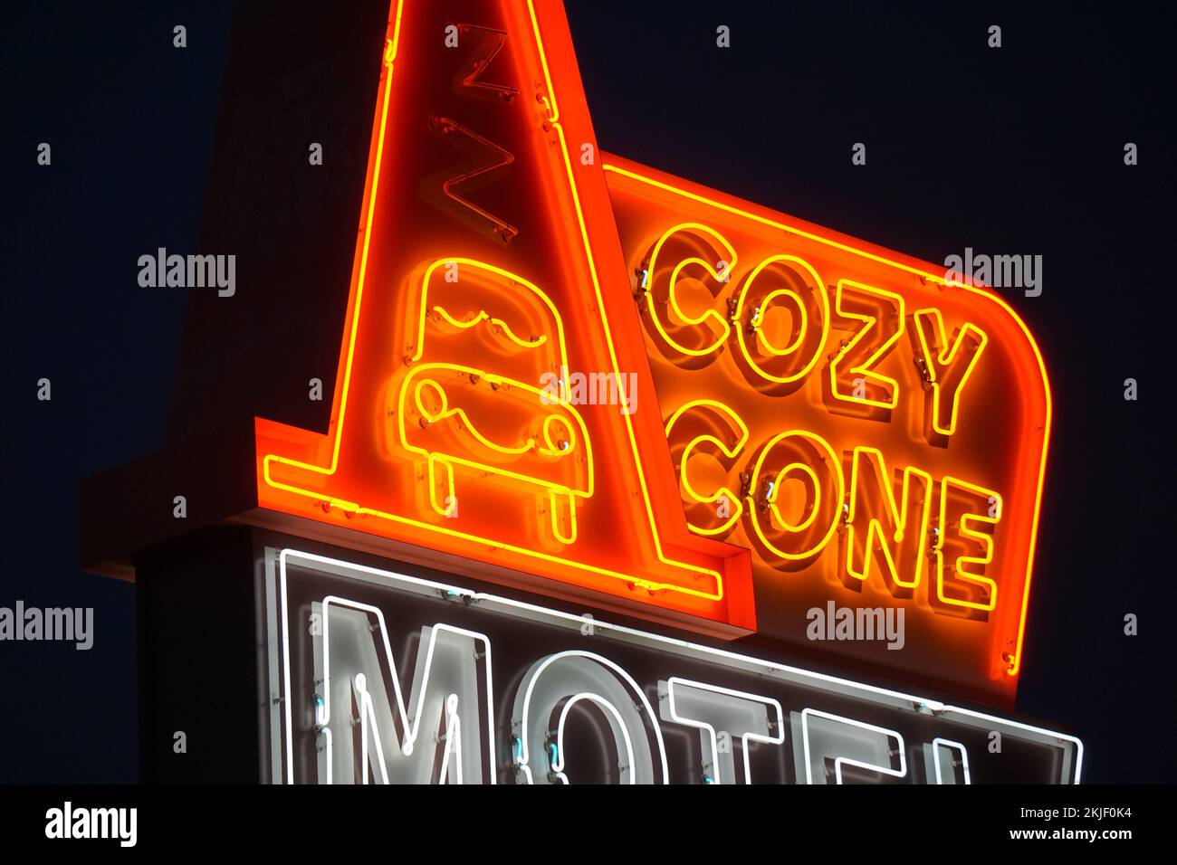 A view of Cozy Cone Motel Sign, Cars Land Stock Photo - Alamy