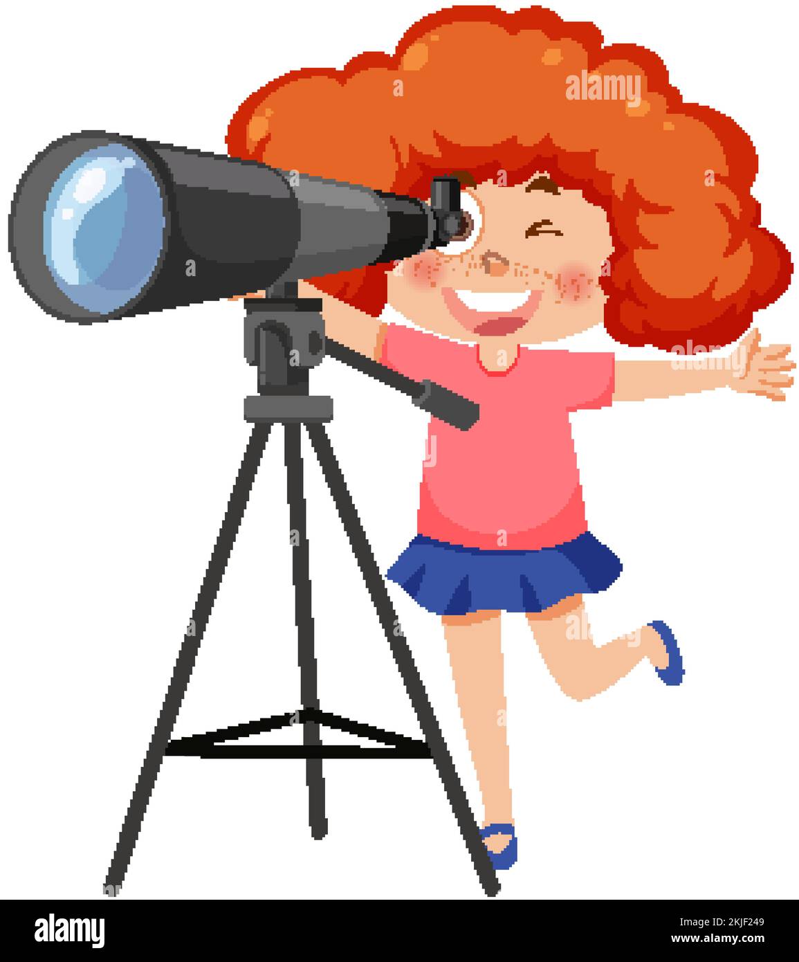 A girl looking through telescope illustration Stock Vector Image & Art ...