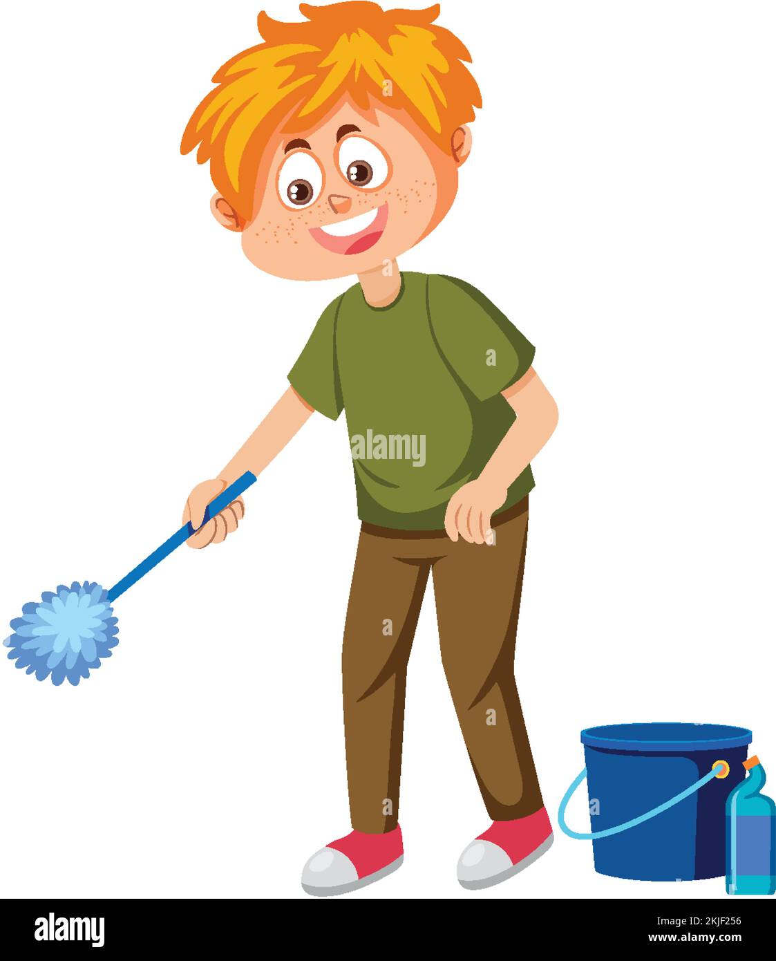 Cartoon kid in cleaning posture illustration Stock Vector Image & Art ...