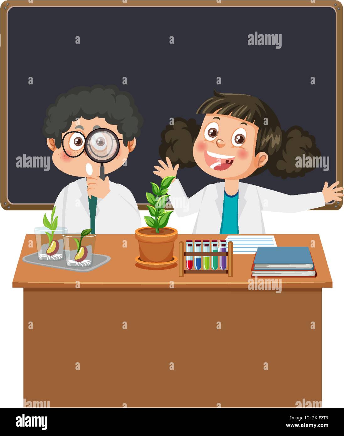 Scientist kids doing science experiment illustration Stock Vector Image ...