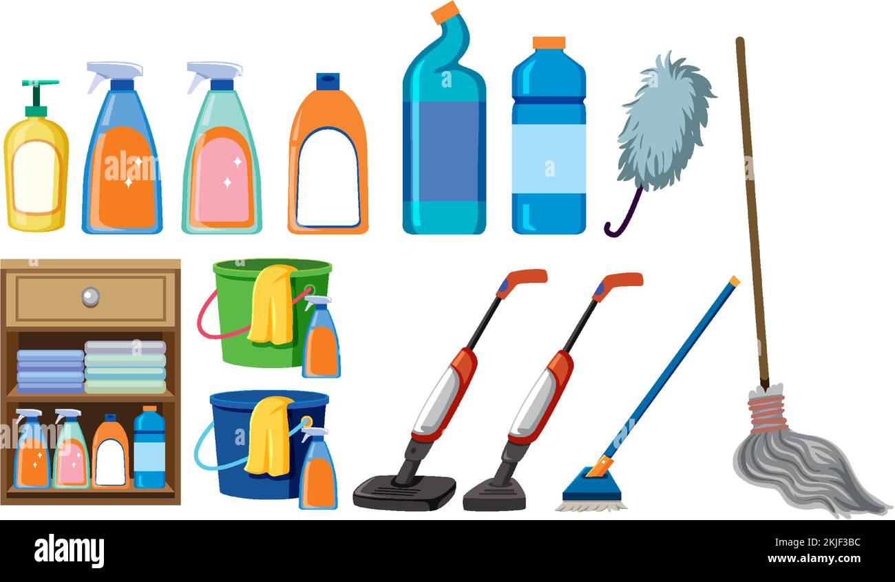 Cleaning tools and equipments set illustration Stock Vector Image & Art ...