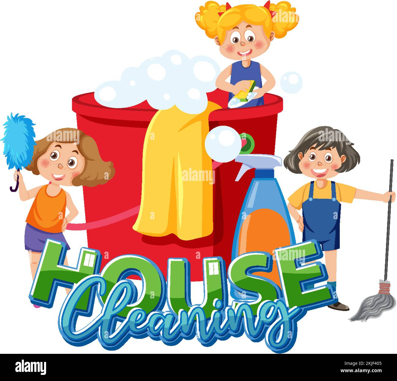 House Cleaning text for banner or poster design illustration Stock ...