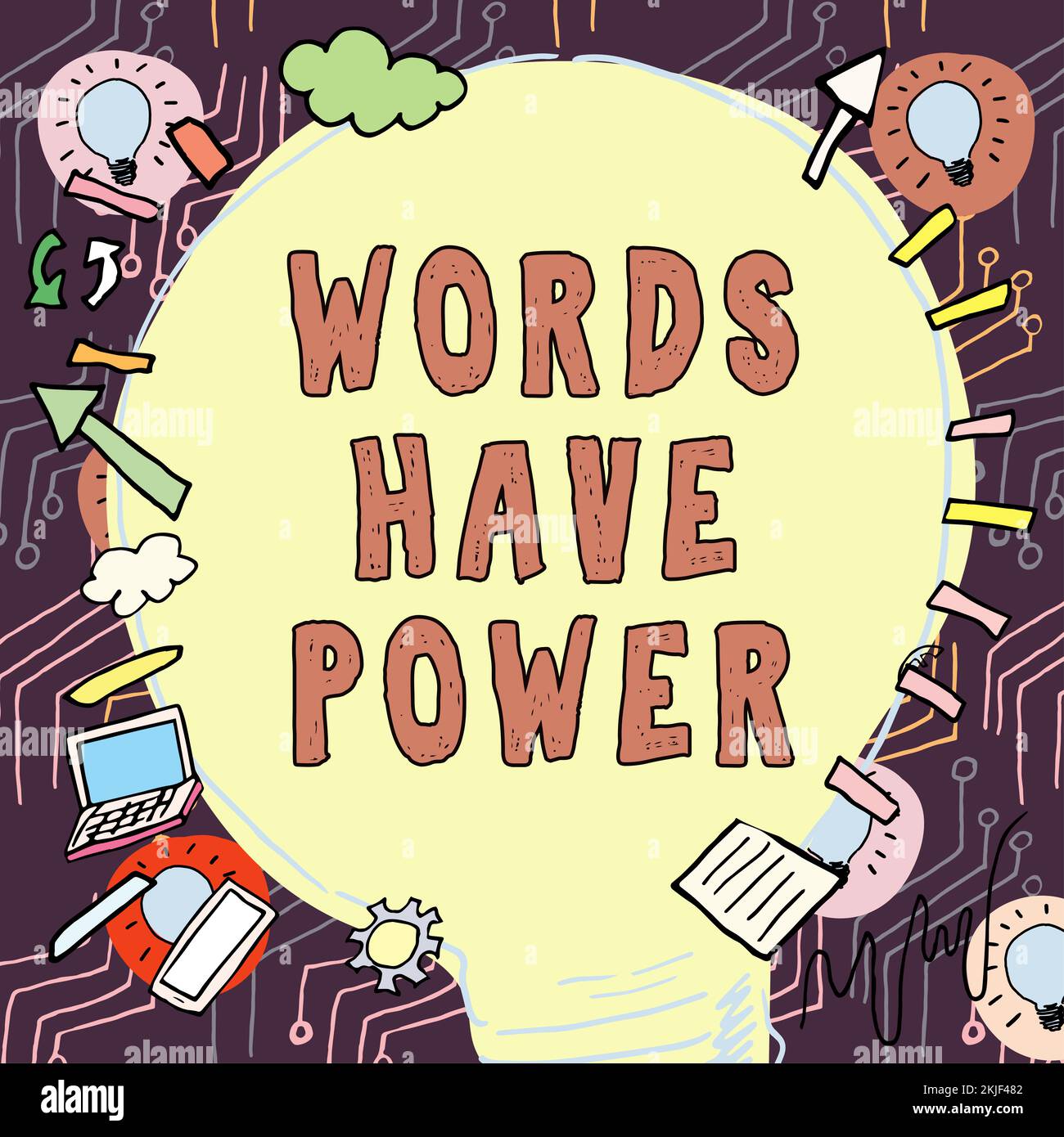 Text caption presenting Words Have Power, Business showcase Energy ...