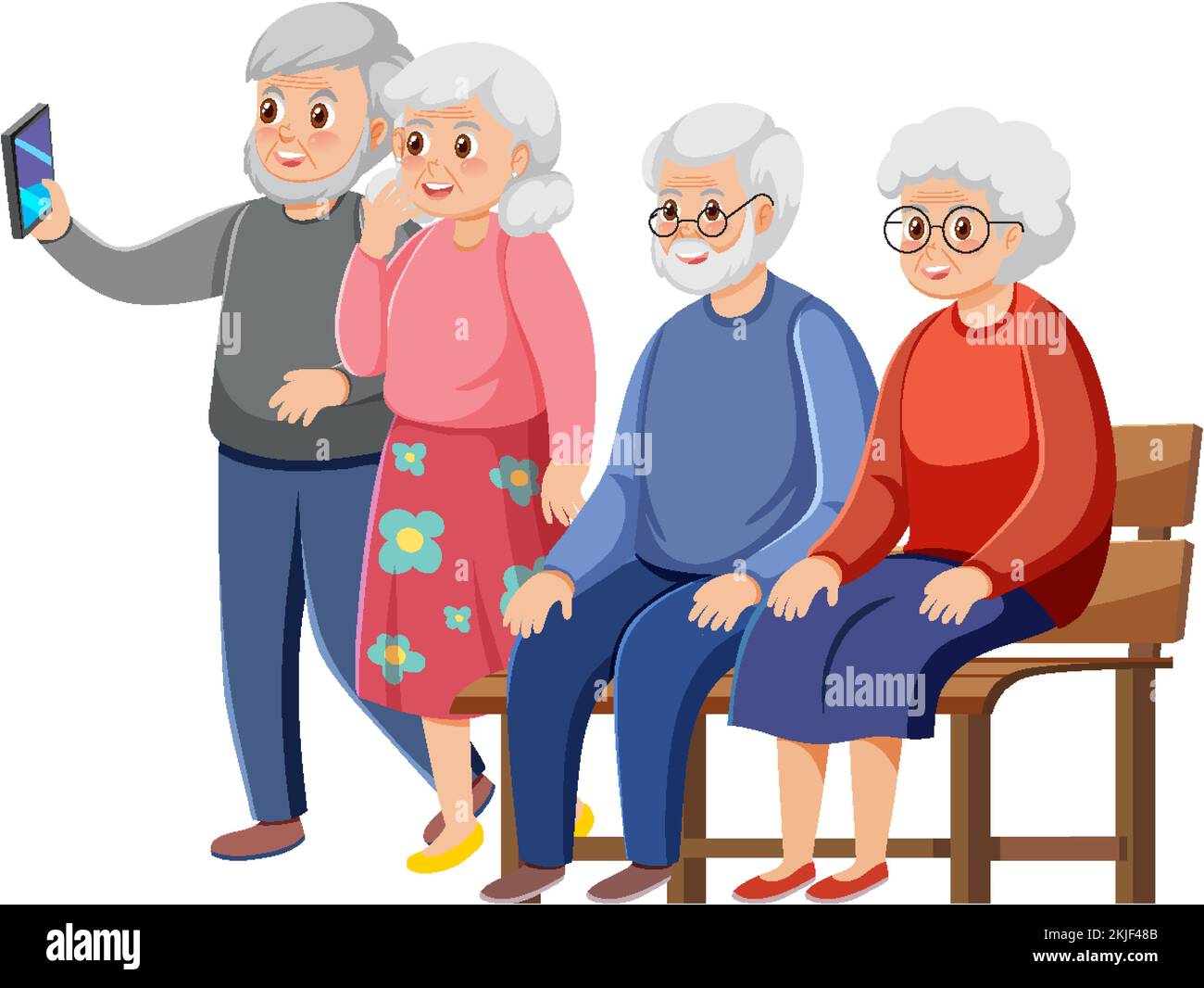 Group of senior people cartoon character illustration Stock Vector ...