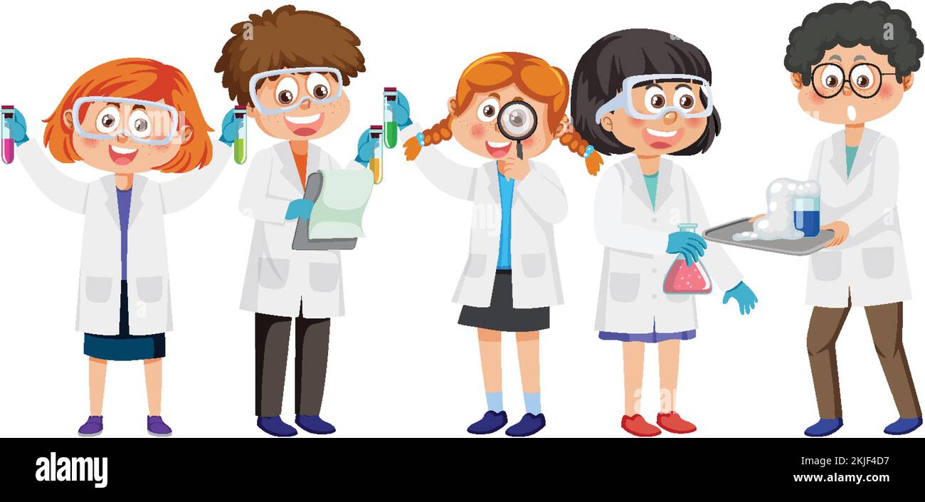 Kids wearing lab coats illustration Stock Vector Image & Art - Alamy