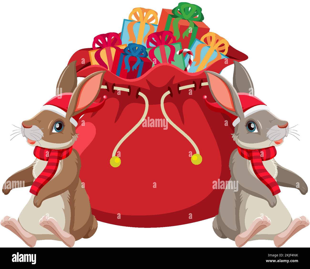 Rabbits with gifts in a bag illustration Stock Vector Image & Art - Alamy