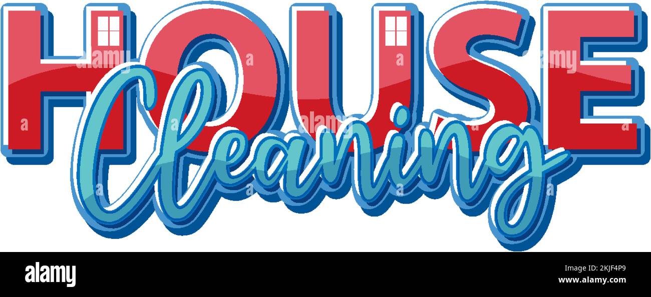 House Cleaning text for banner or poster design illustration Stock ...