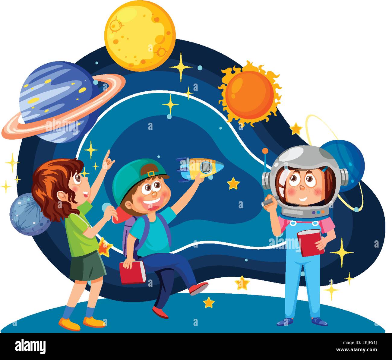 Kids in astronomy theme illustration Stock Vector Image & Art - Alamy